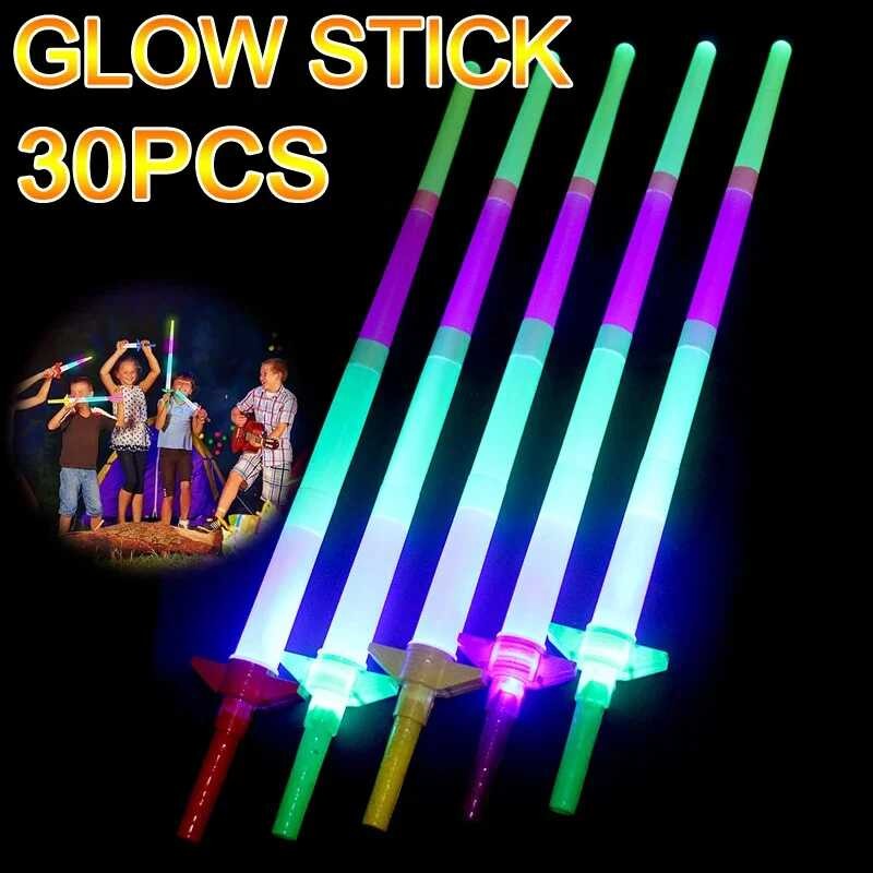 LY 30Pcs 4 Section Extendable LED Glow Stick Sword-Toy Kids Toy ...