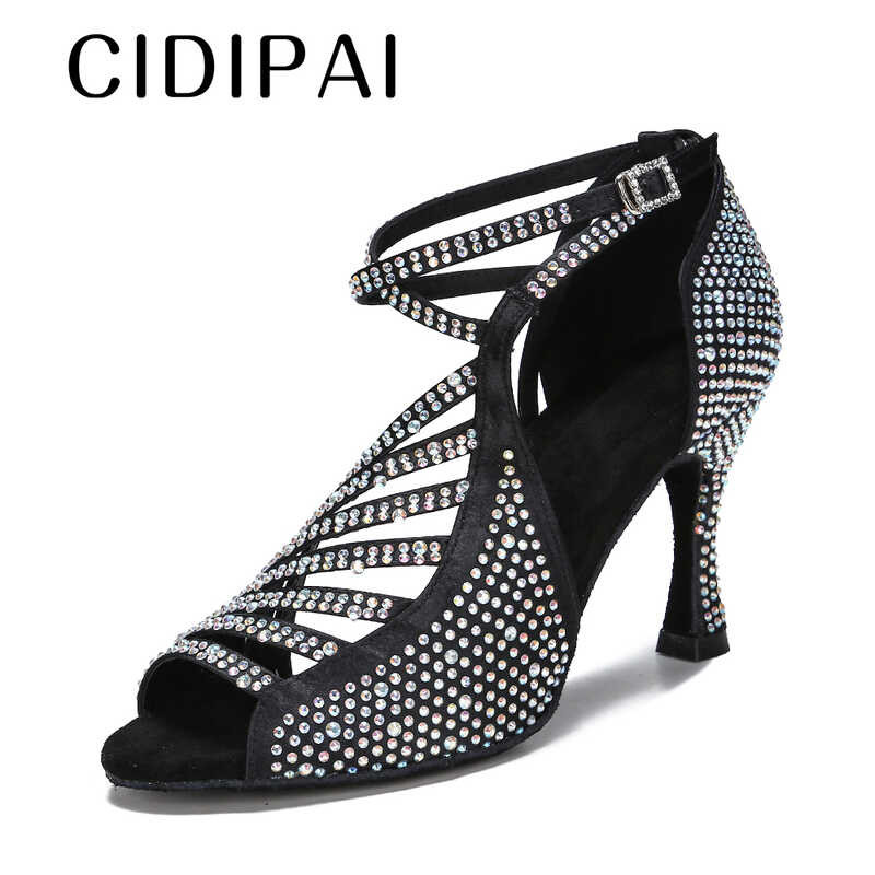 CIDIPAI Women's Latin Dance Shoes Cuban Heel Ladies Party Ballroom ...