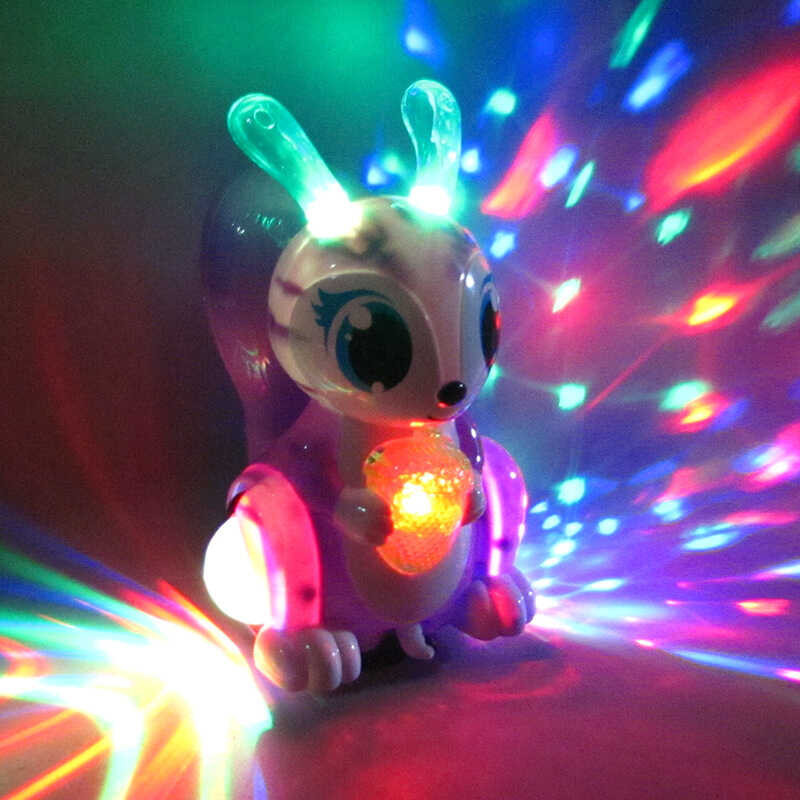 Electric Cartoon Music Lighting Squirrel 360 Degree Rotating Animal ...