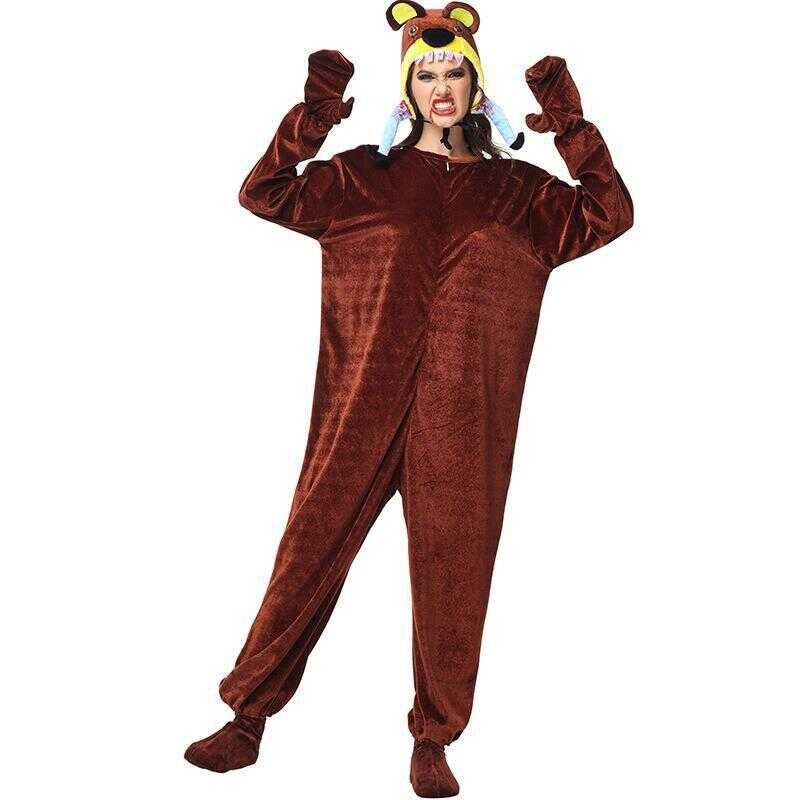 New female Halloween cosplay animal clothing, man eating bear jumpsuit ...
