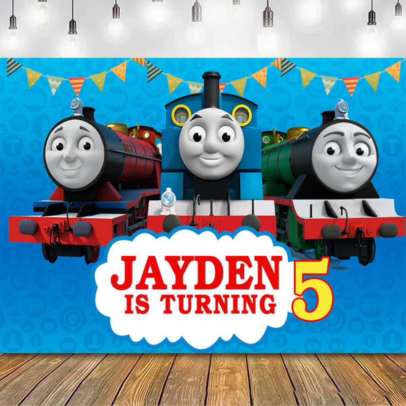 LY Thomas Train Theme Birthday Background For Boy Toy Train And Friend ...