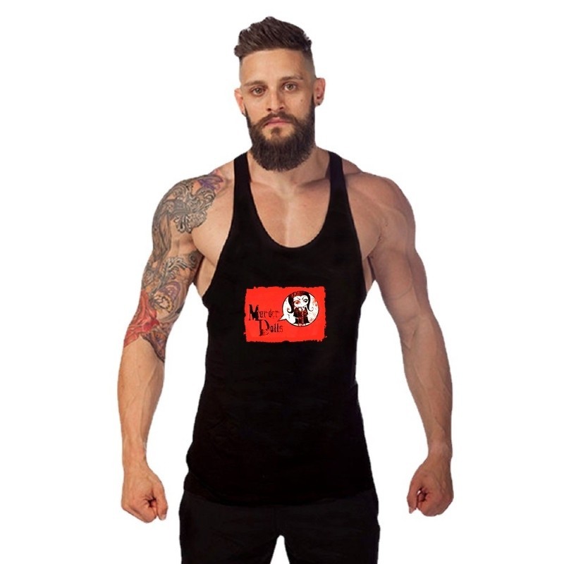 Murderdolls School Girl With Axe Cartoon Black Gym t-gym man Band Merch ...