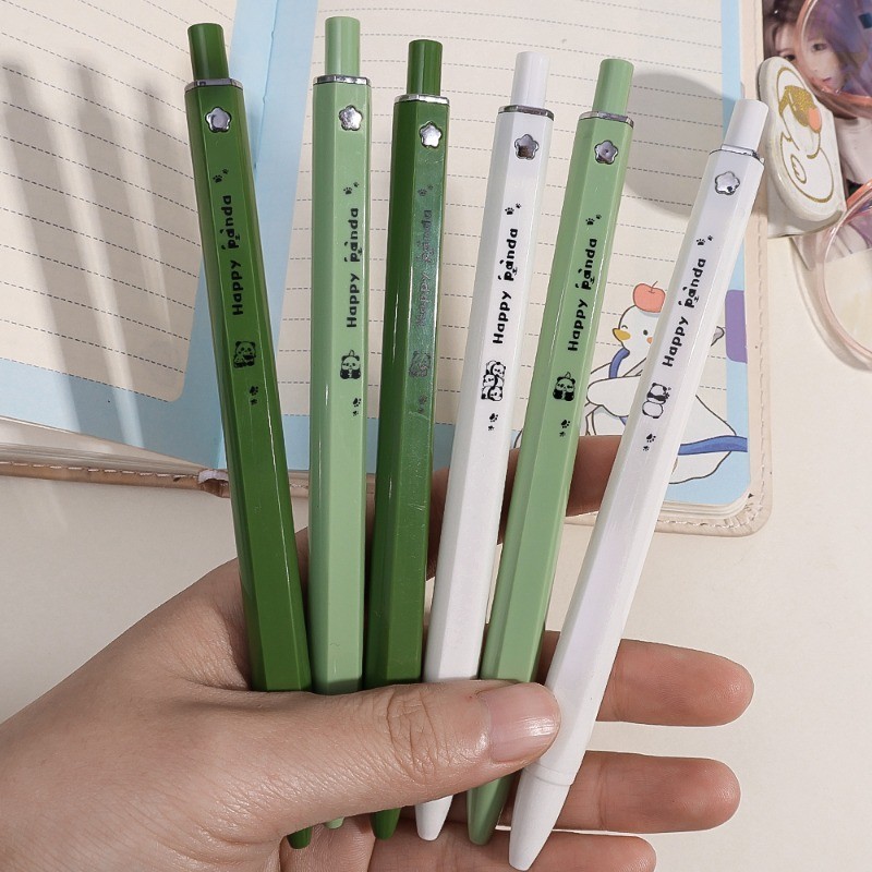 Random Color Cute Cartoon Panda Neutral Pens Press Black Ink Gel Pen ...