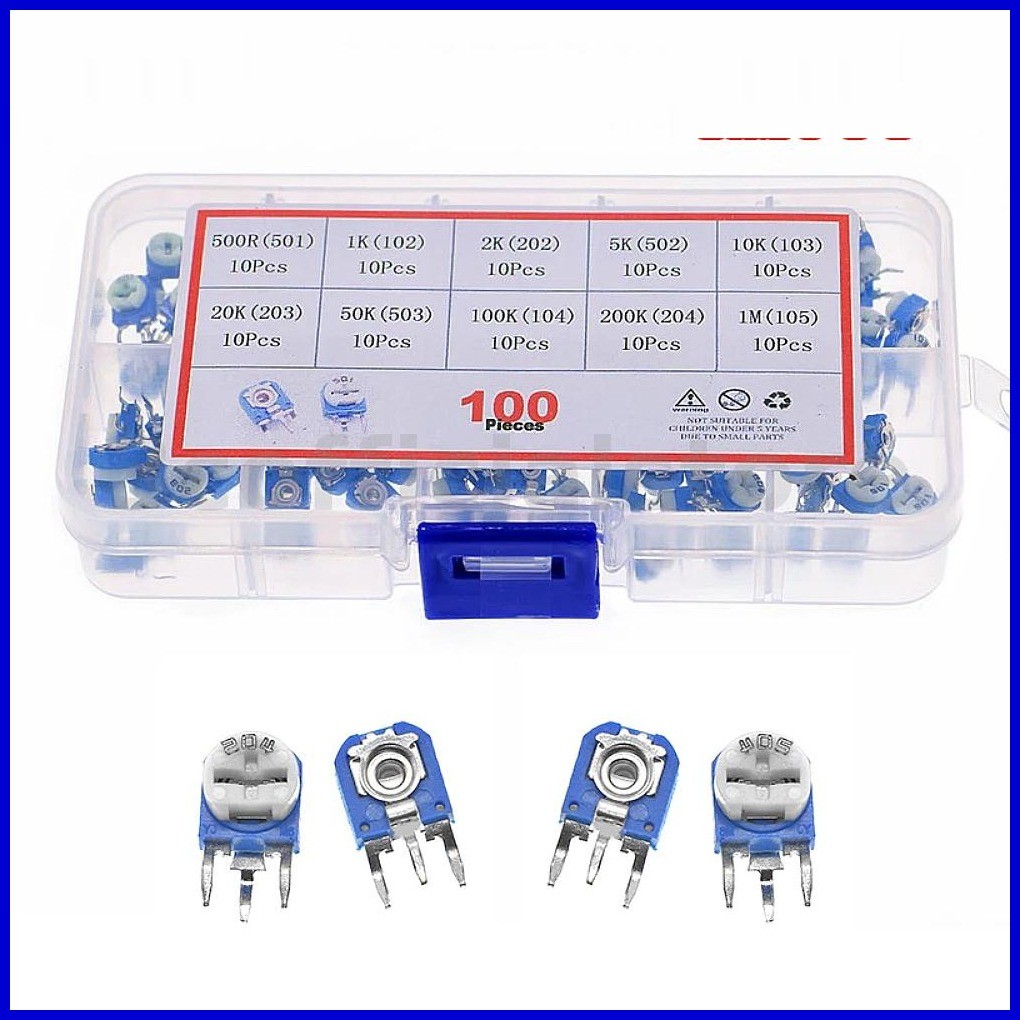 100pcs RM063 Trimmer Potentiometer Adjustable Resistor Kit 500R 1K 2K ...