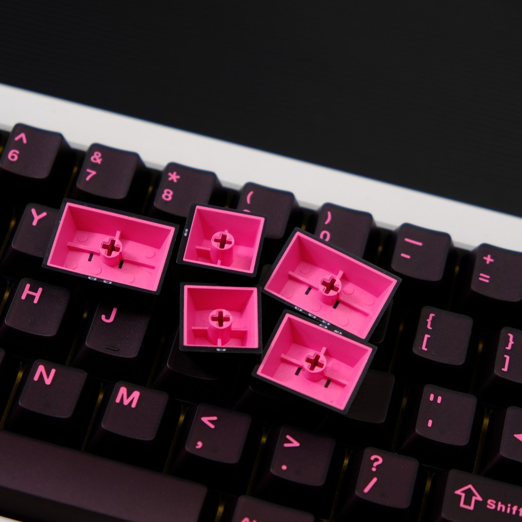 Translucent Black Pink Keycaps ABS Double Shot Cherry profile for ...
