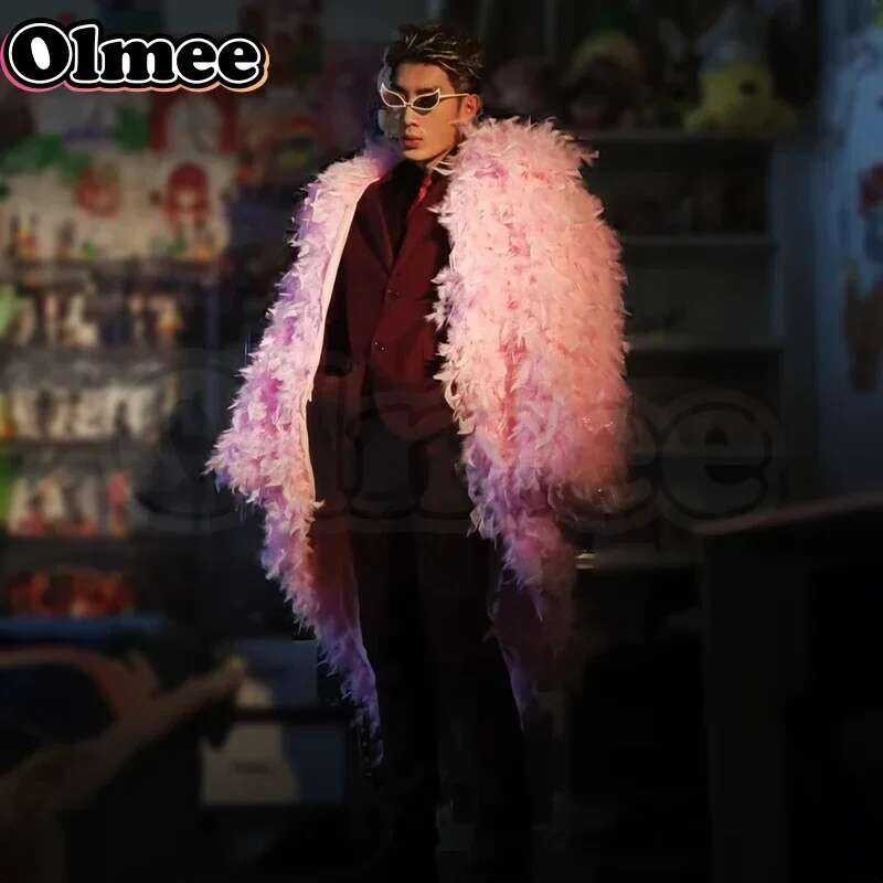LY [Olmee] In Stock Doflamingo Cosplay Costume k Feather Coat Cloak ...