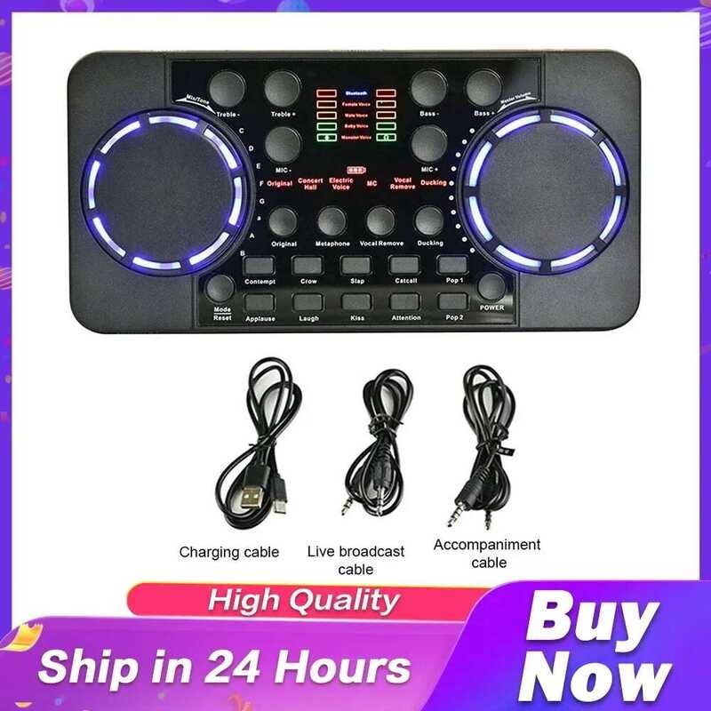 V300 Pro Bluetooth-Compatible Sound Card Audio Interface Mixer DJ ...
