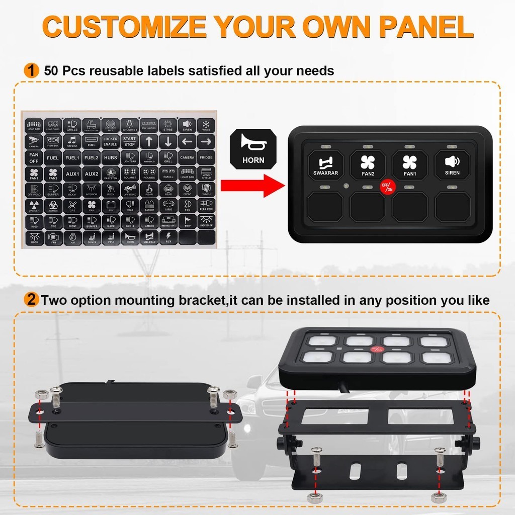 12 V/24 V 8 Gang Switch Panel Kit Universal Circuit Control Relay ...