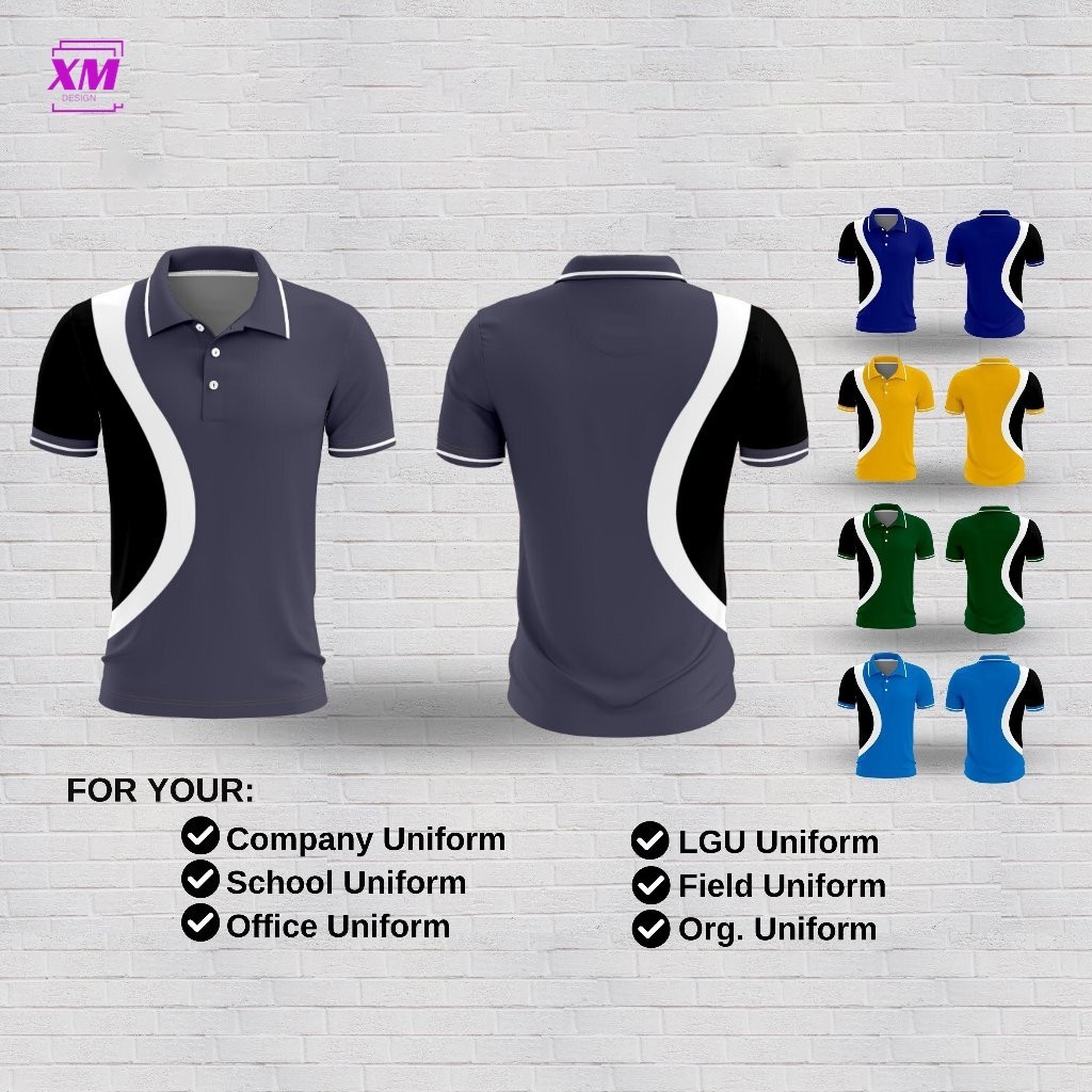 Combination Customized Color Polo Shirt Uniform UNISEX（BLACK YELLOW ...