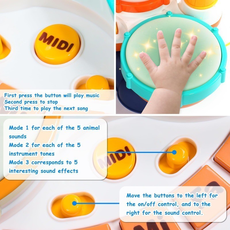 Drum Set Baby DrumSet Piano Electronic Musical Educational Toys for ...