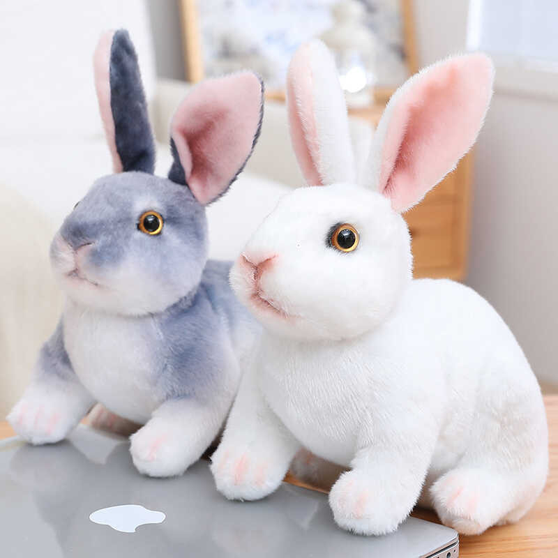 Simulasyon Kuneho Plush Doll Realistic Cute Furry Animal Bunny Plushie ...
