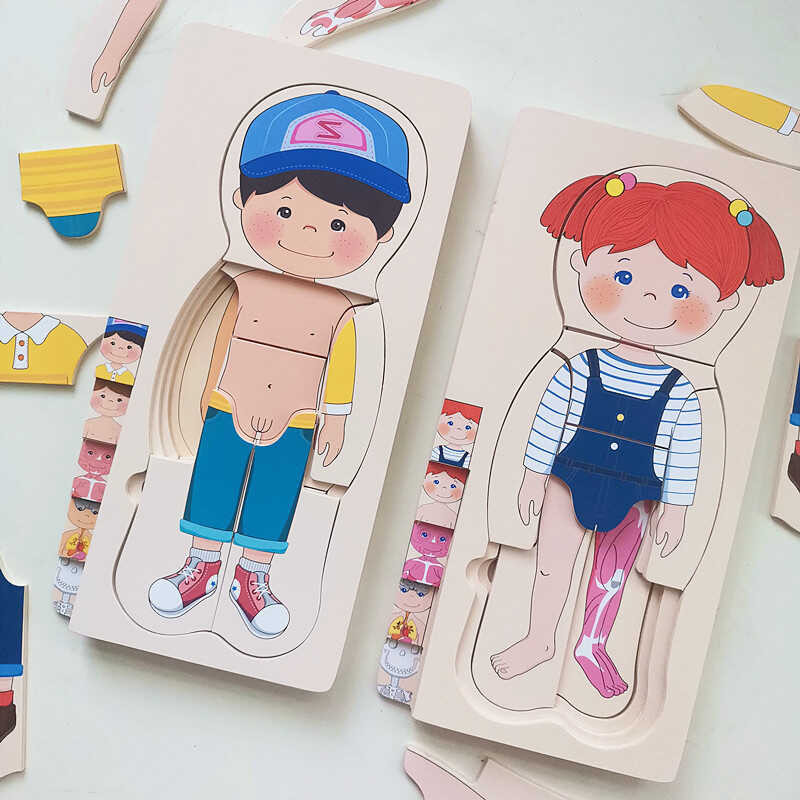 Wooden Human Body Puzzles for Toddlers 28 Piece Anatomy Puzzle Skeleton ...