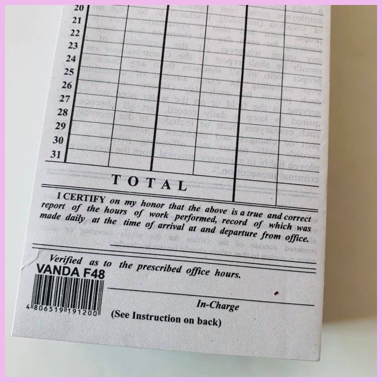 ☂ ♗ ,Daily Time Record DTR FORM 48 - VANDA (500pcs) | Shopee Philippines