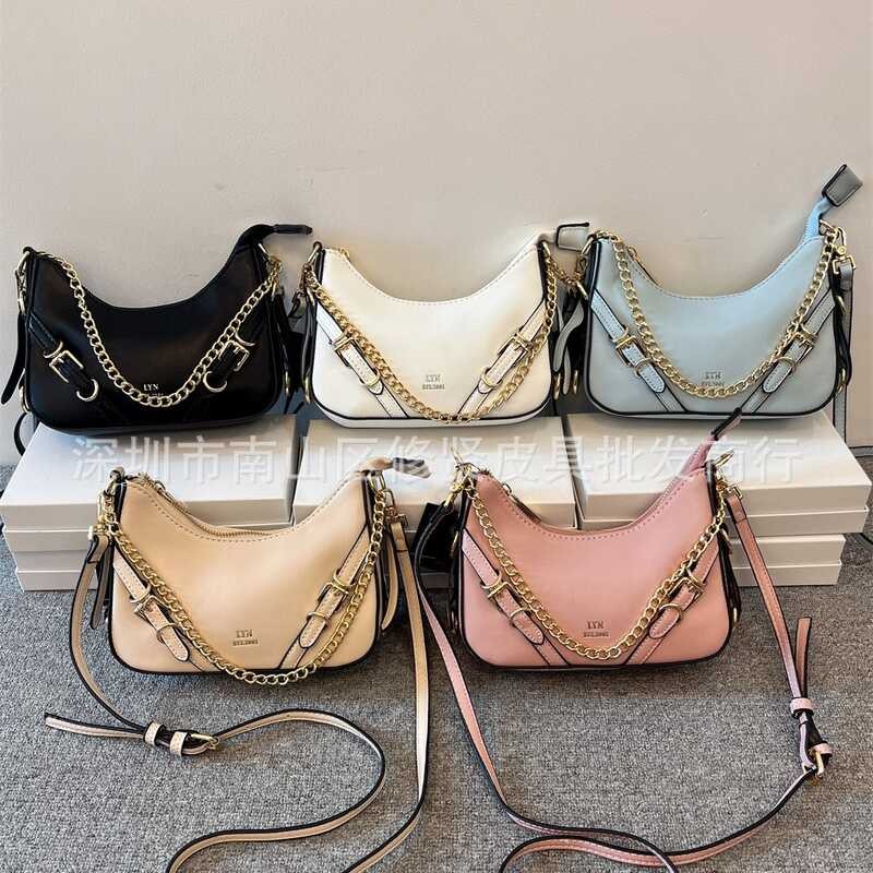 3E LYN 2024 New Belt Buckle Decoration Stick Bag Chain Underarm Bag ...
