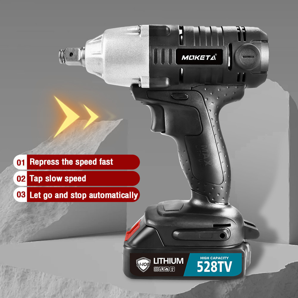 Moketa Electric Impact Wrench Cordless Brushless Ratchet Driver With 2 Batteries Screwdriver ...