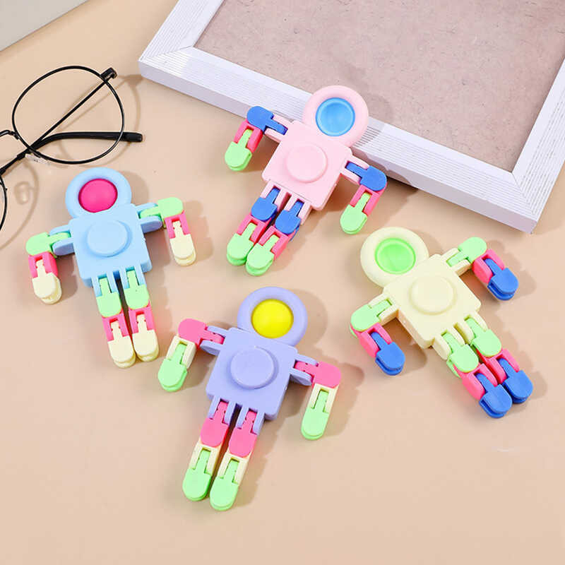 8Pcs Funny Sensory Fidget Toys Deformable Chain Robot Spinners Stress ...