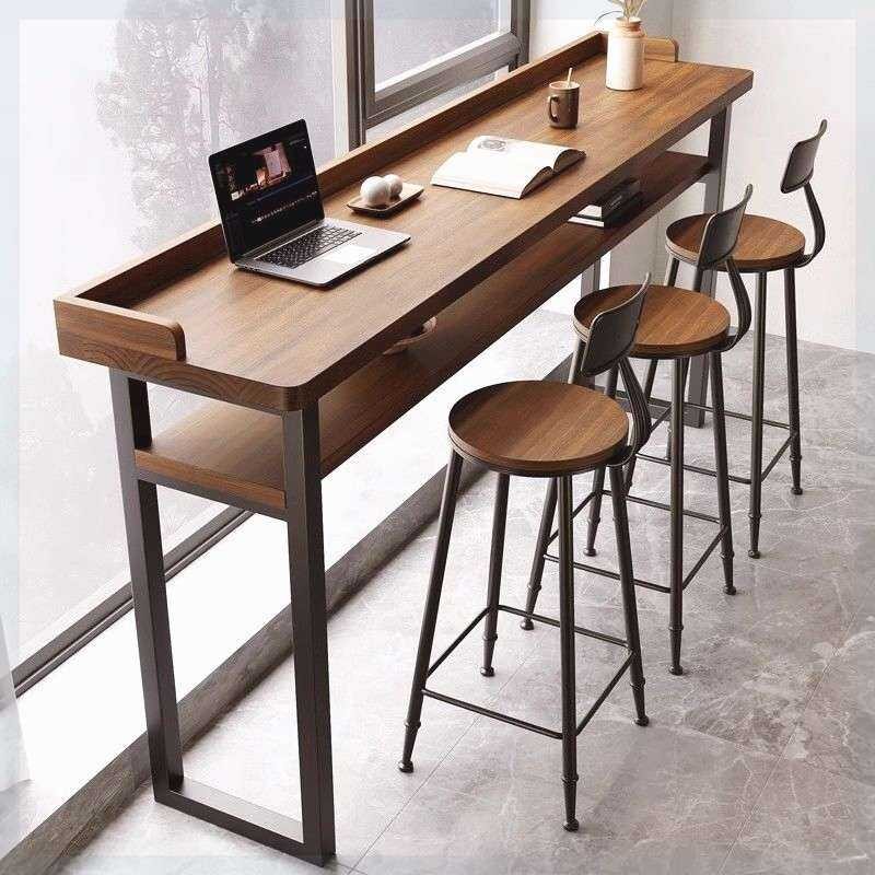 Balcony, home bar counter, table, double-layer solid wood partition ...