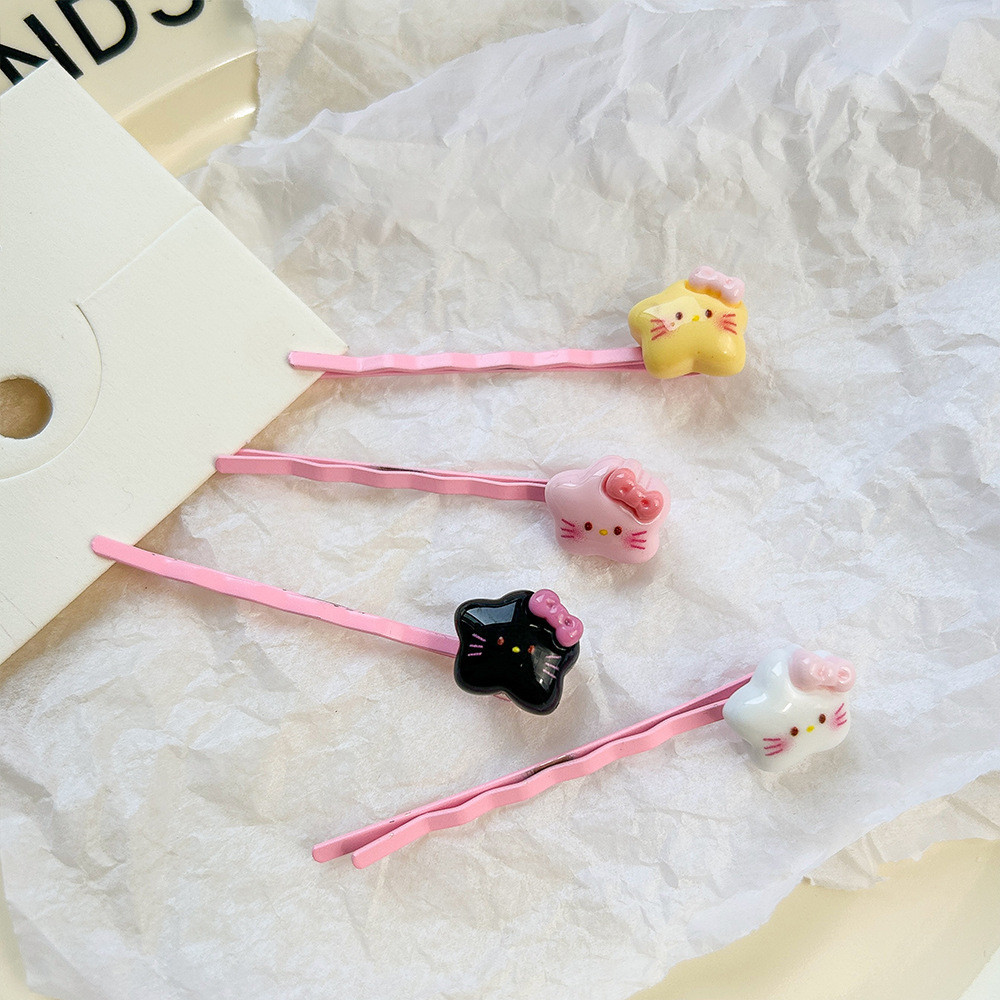 Girl Pink Star Cat Flat Clip Cute Cartoon Bangs Clip Sweet Japanese ...