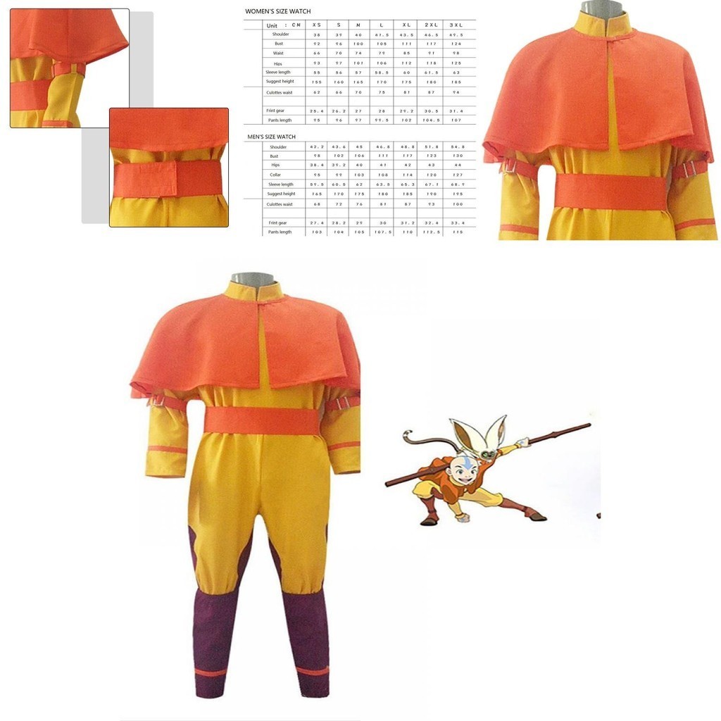 The Avatar Last Airbender Aang Full Set Costume Mens Suit Cosplay ...
