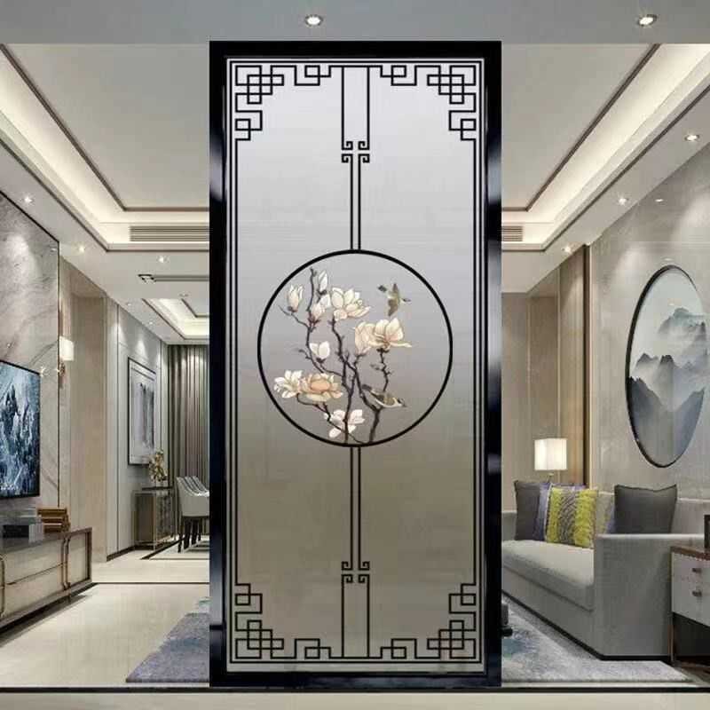 Matte art tempered glass partition, living room obstruction, entrance ...