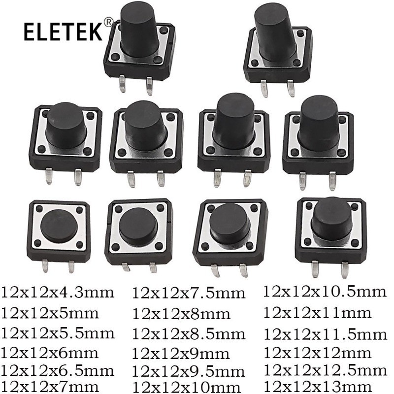 10/20Pcs 12x12mm Panel PCB Momentary Tactile Tact Push Button Switch ...