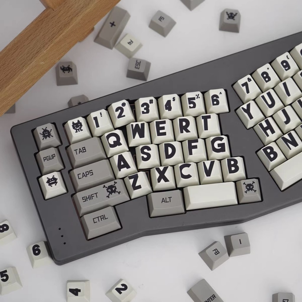 Retro Gray&White with Greek root Keycaps PBT Cherry Profile for MX ...