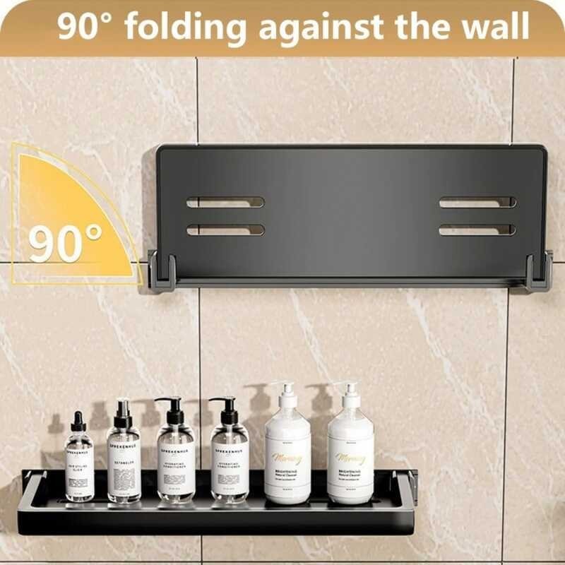 Foldable Black Rack Shower Shampoo Bracket Wall Mounted Living Room ...