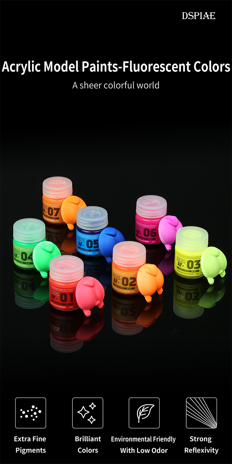 DSPIAE AF Acrylic Paint - Fluorescent Colors Suitable for Gundam model ...