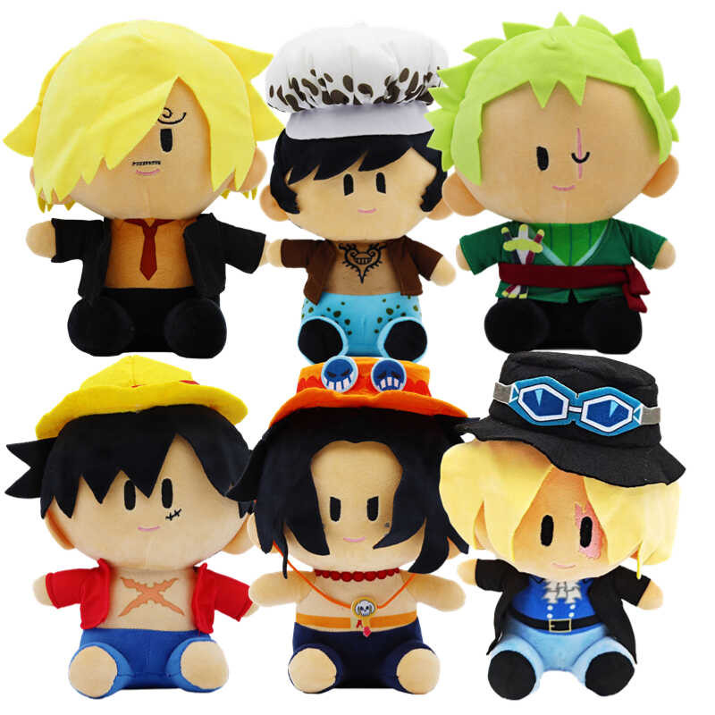 20cm One Piece Plush Stuffed Toys Luffy Sabo Sanji Law Zoro Ace Cartoon ...