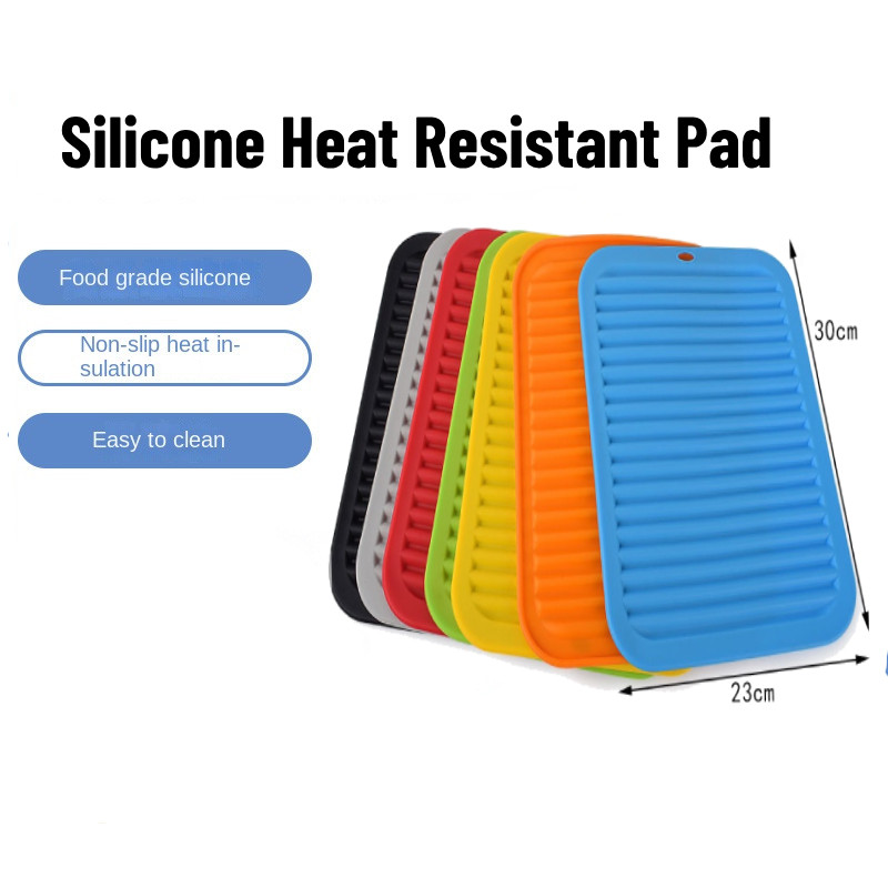 Silicone Heat Resistant Pad Non-slip Dish Drying Mat Kitchen Table Heat ...