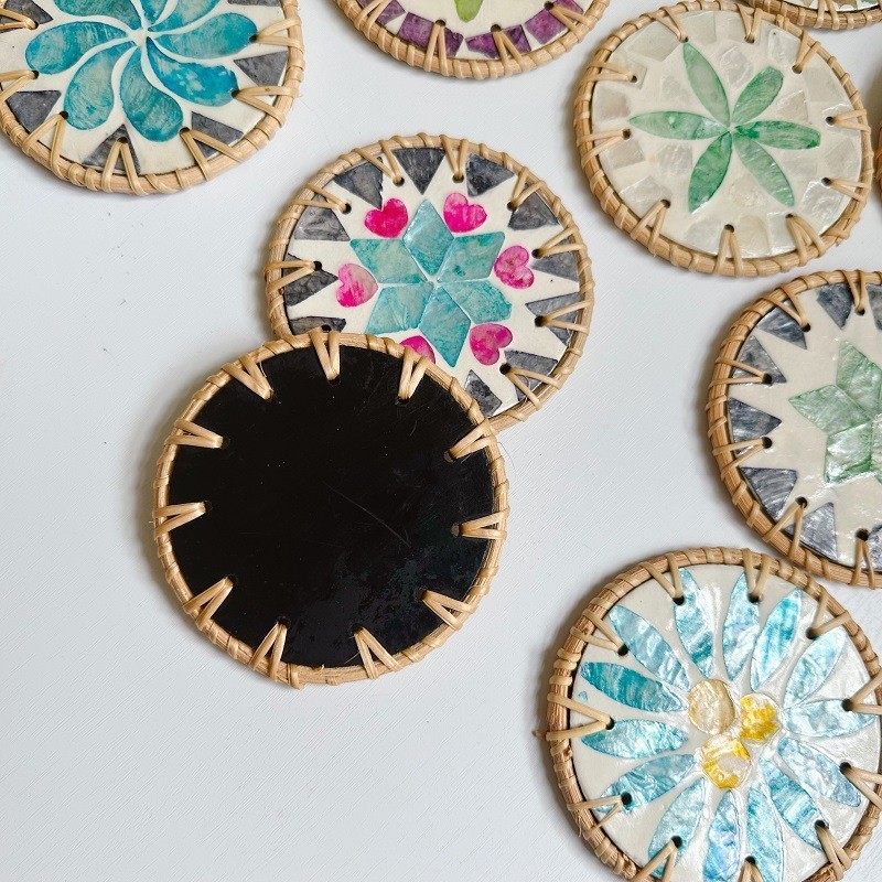 Rattan Shell Cup Mat 10cm Colorful Seashell Cup Mat Insulation Pad ...