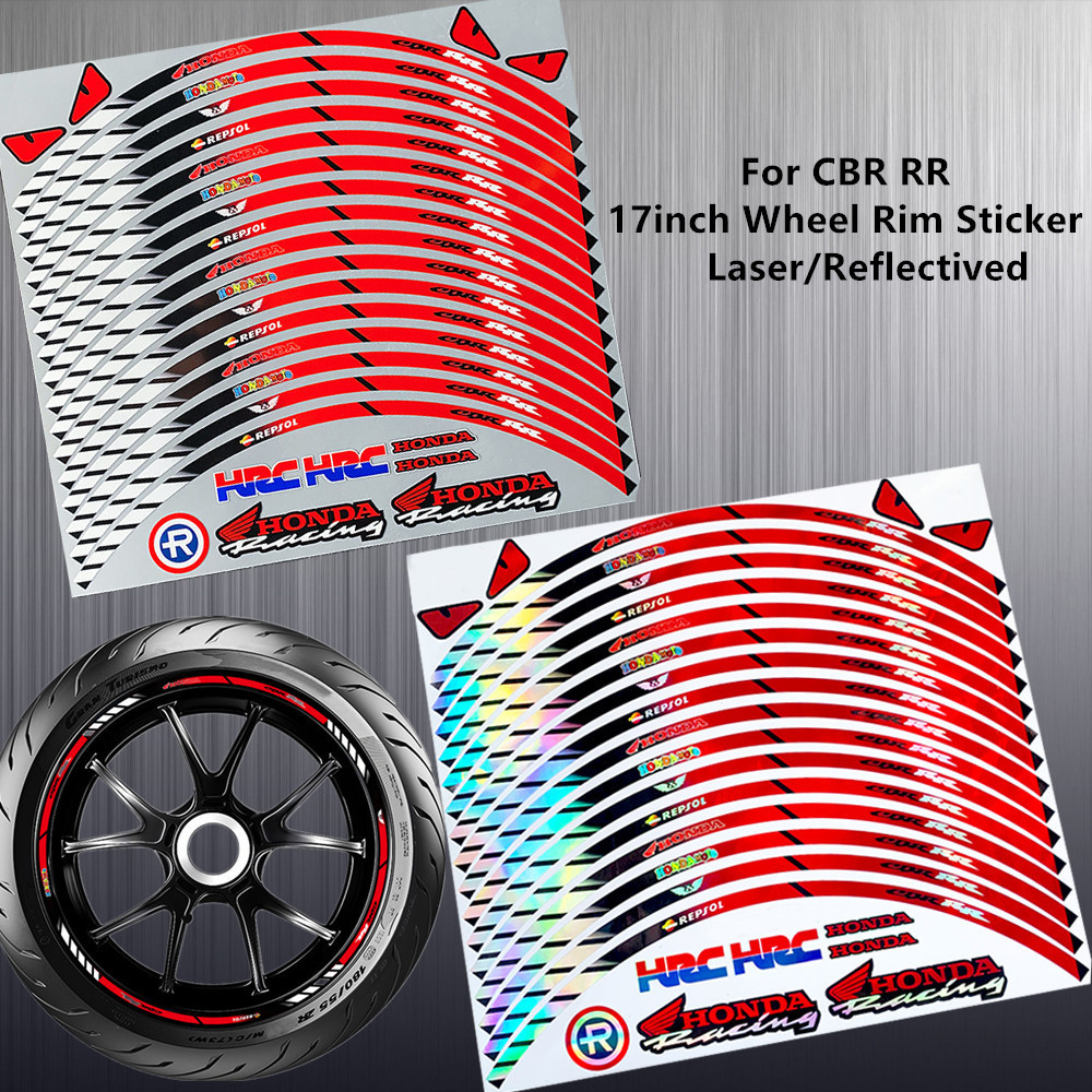 Motorcycle Reflective Rim Wheel Decals 17" 18" Inch Hub Stickers ...