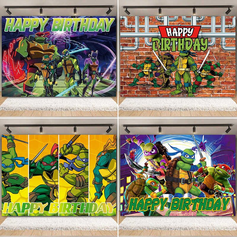 LY Teenage Mutant Ninja Turtle Theme Birthday Party Backdrop Cloth ...