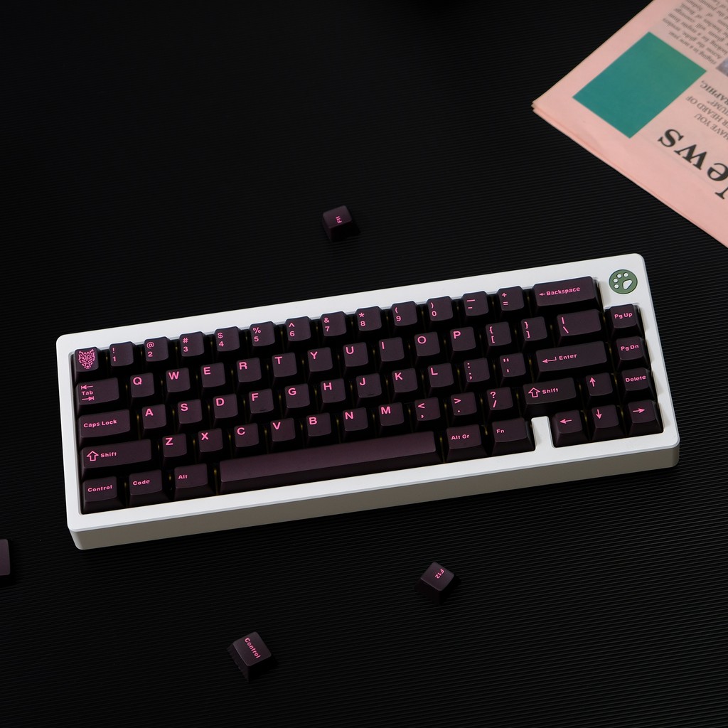 Translucent Black Pink Keycaps ABS Double Shot Cherry profile for ...