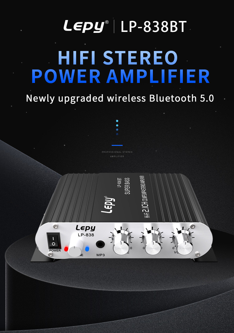 Mini Lepy LP-838 12V Hi-Fi Stereo Mega Bass Car Amplifier Audio ...