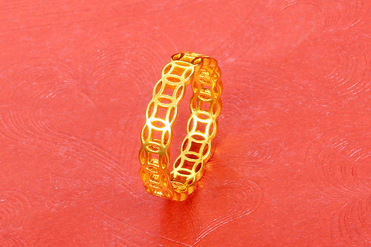 LUCKY Charm Money Ring Pure hikaw 18k Saudi Gold pawnable Women's Coin ...