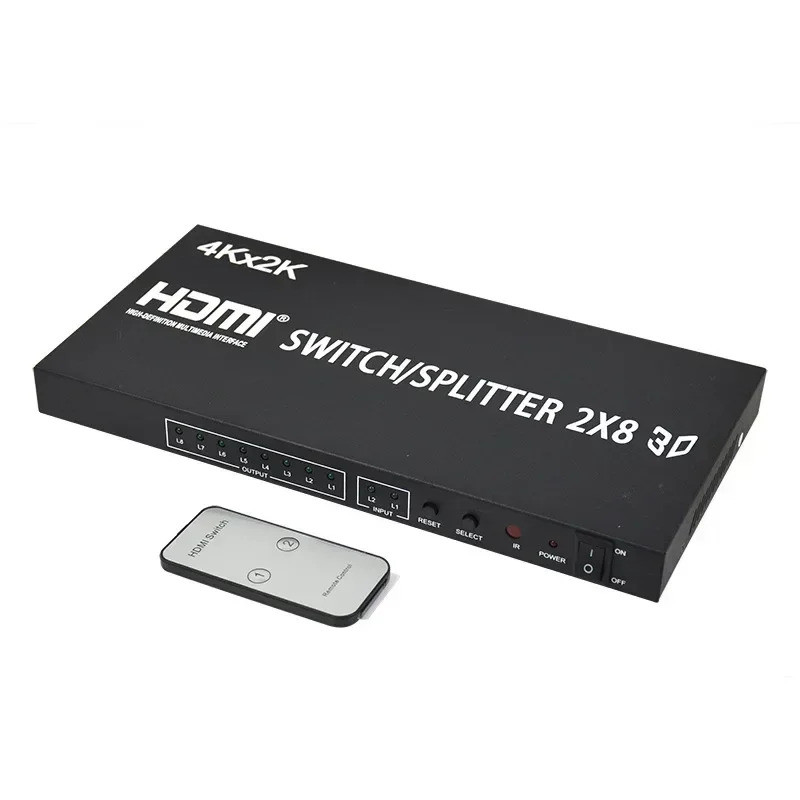 4K 3D HDMI Switch Box Selector 2x8 2 In 8 Out HDMI Splitter 1 to 8 ...
