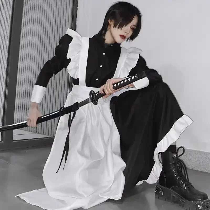 LY Women Maid Outfit Long Dress Apron Dress Lolita Dresses Men Clothes ...