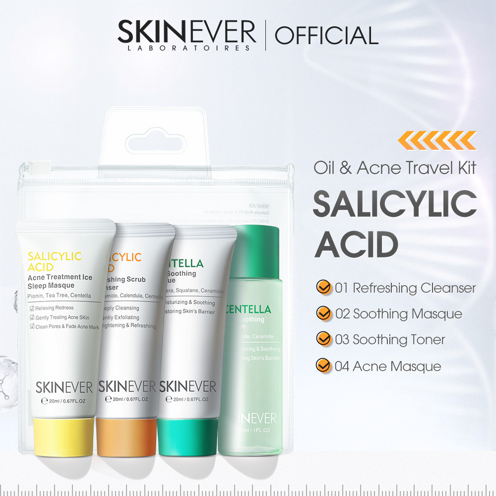 SKINEVER Salicylic Acid Skin Care Travel Four-Piece Acne Treatment Ice ...