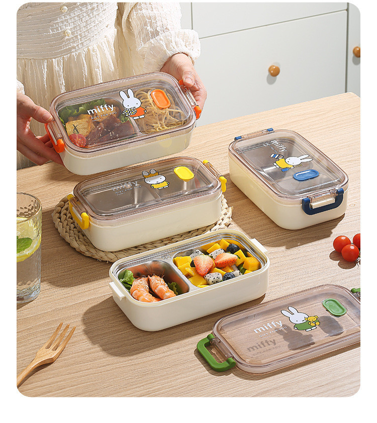 Miffy 304 stainless steel single-layer lunch box for kids cartoon compartment portable bento box ...