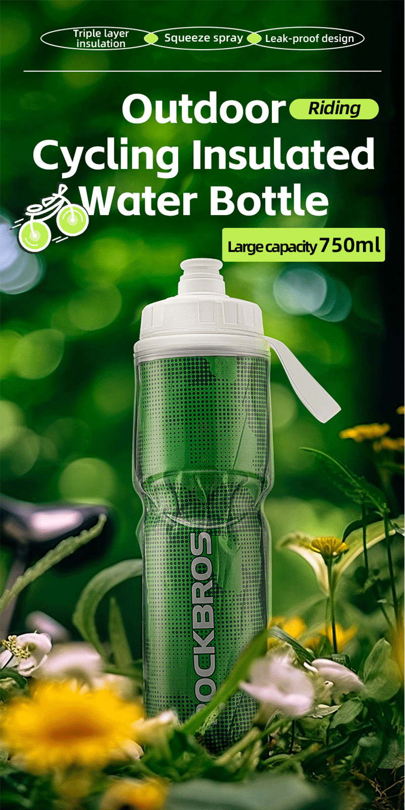 ROCKBROS PP5 Material Insulated Water Bottle - Keep Your Hydration Game ...