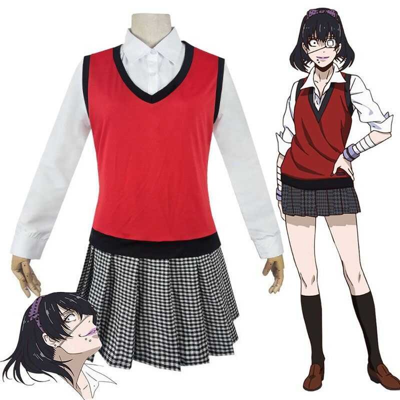LY Women Anime Kakegurui Midari Ikishima Outfit School Uniform Dress ...