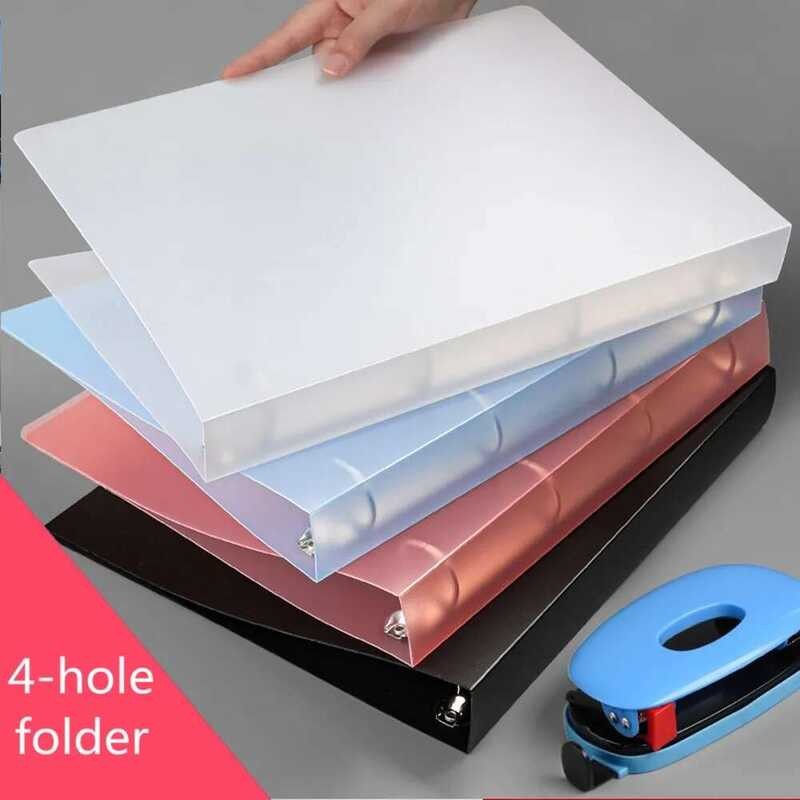 New A4 2024 4-Hole D-Type Clip Blue PP Folder Perforated Transparent ...