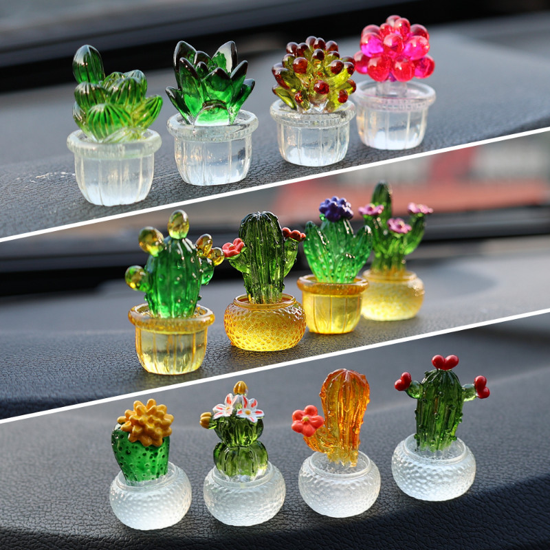 1/4Pcs Mini Cactus Resin Figurines Ornament - DIY Microlandscape Garden ...