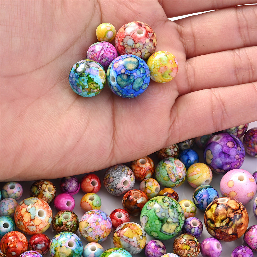 8mm 10mm 12mm 14mm 16mm 10-50pcs Acrylic Ink Painting Round Spacer ...