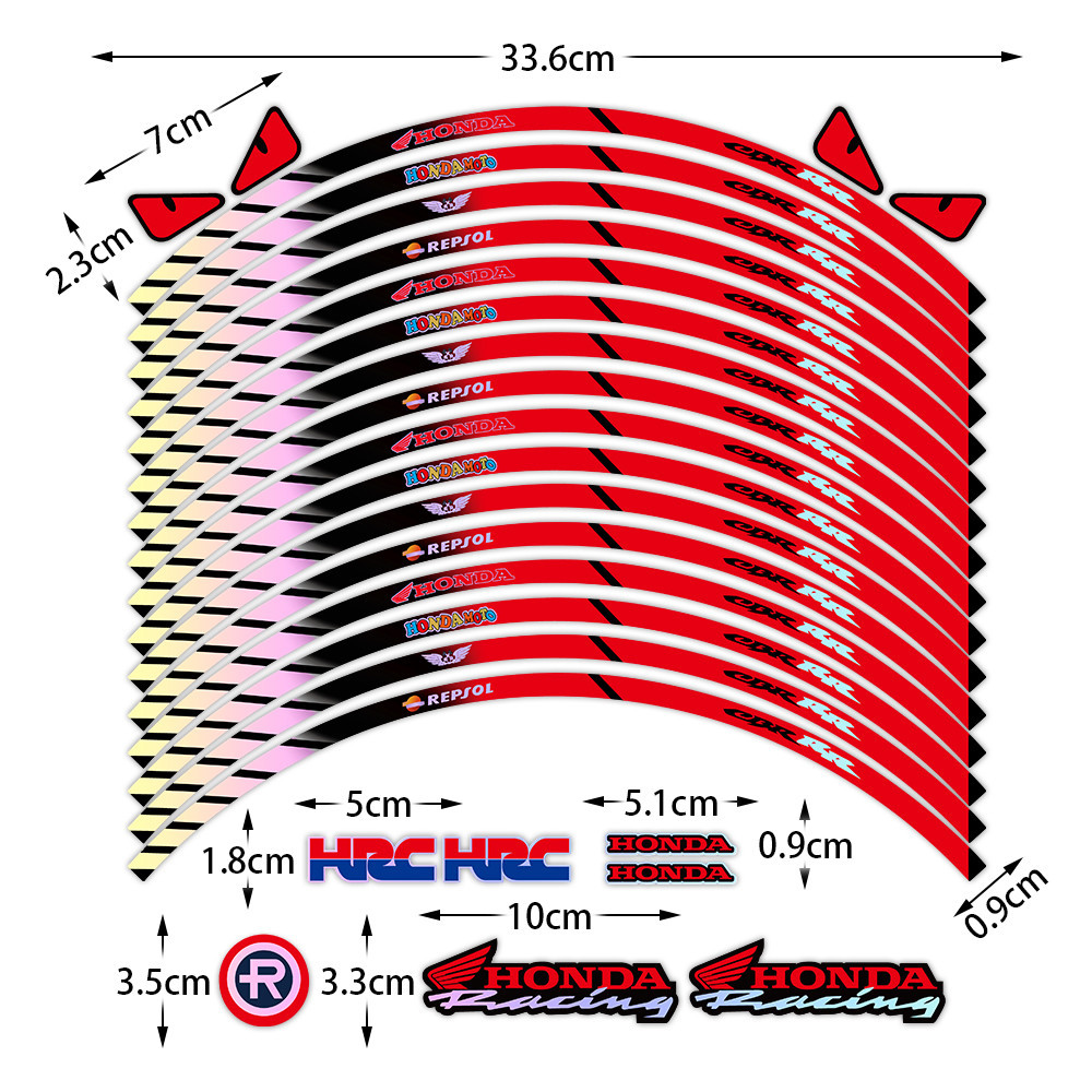 Motorcycle Reflective Rim Wheel Decals 17" 18" Inch Hub Stickers ...