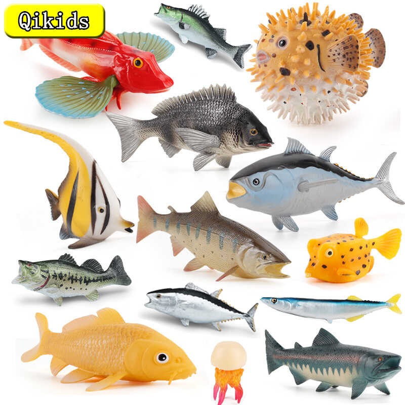Simulasyon Ng Marine Animals Sea Life Tuna Salmon Fish Figurines Action ...
