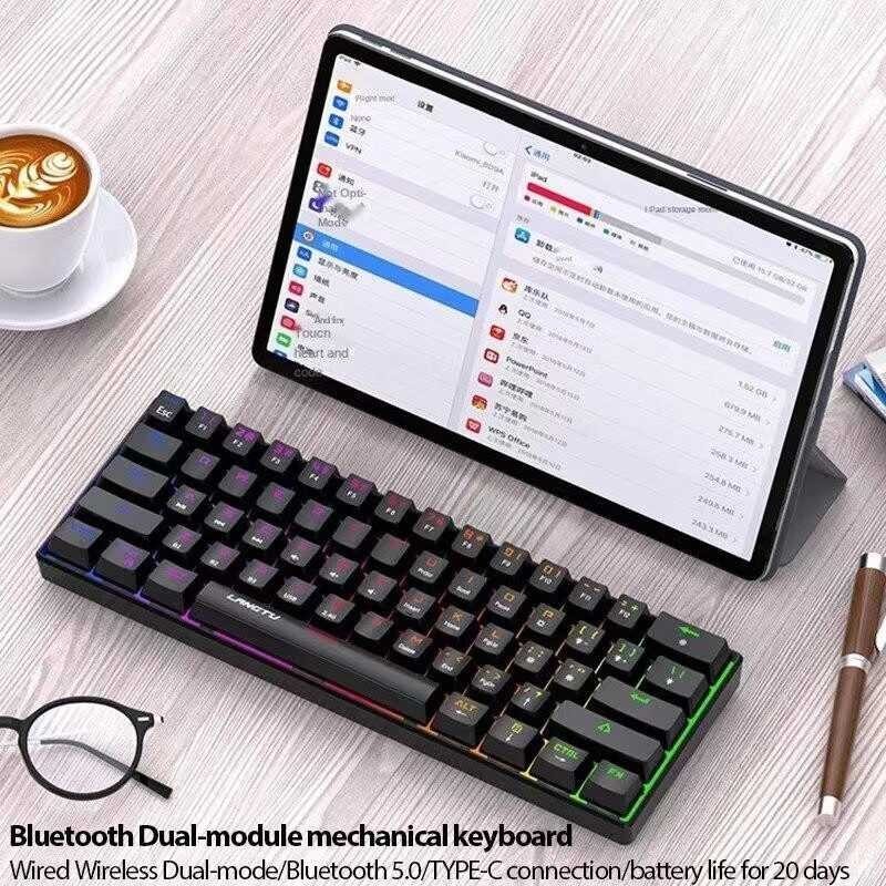 LANGTU Wired Mechanical Gaming Keyboard Rainbow RGB Backlit Blue Switch ...