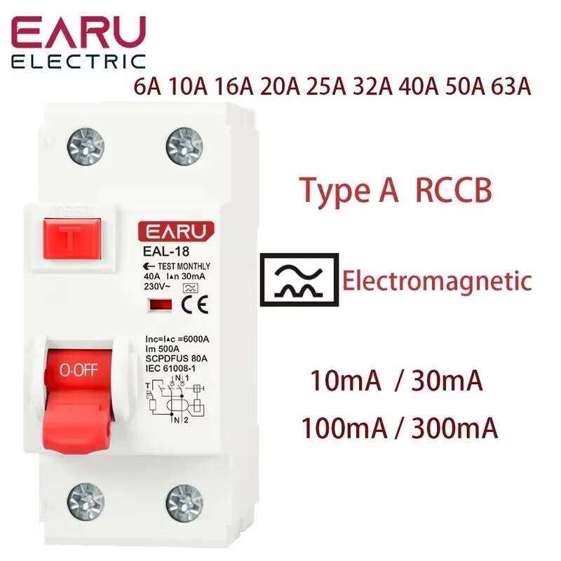 Tt Isang Type 2P 6A 10/30/100/300Ma RCCB RCD ELCB Electromagnetic ...