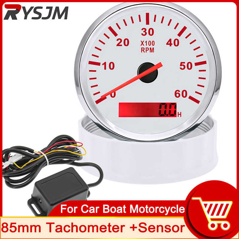 6K RPM Tachometer Gauge gamit ang Adapter para sa Gasoline Diesel ...